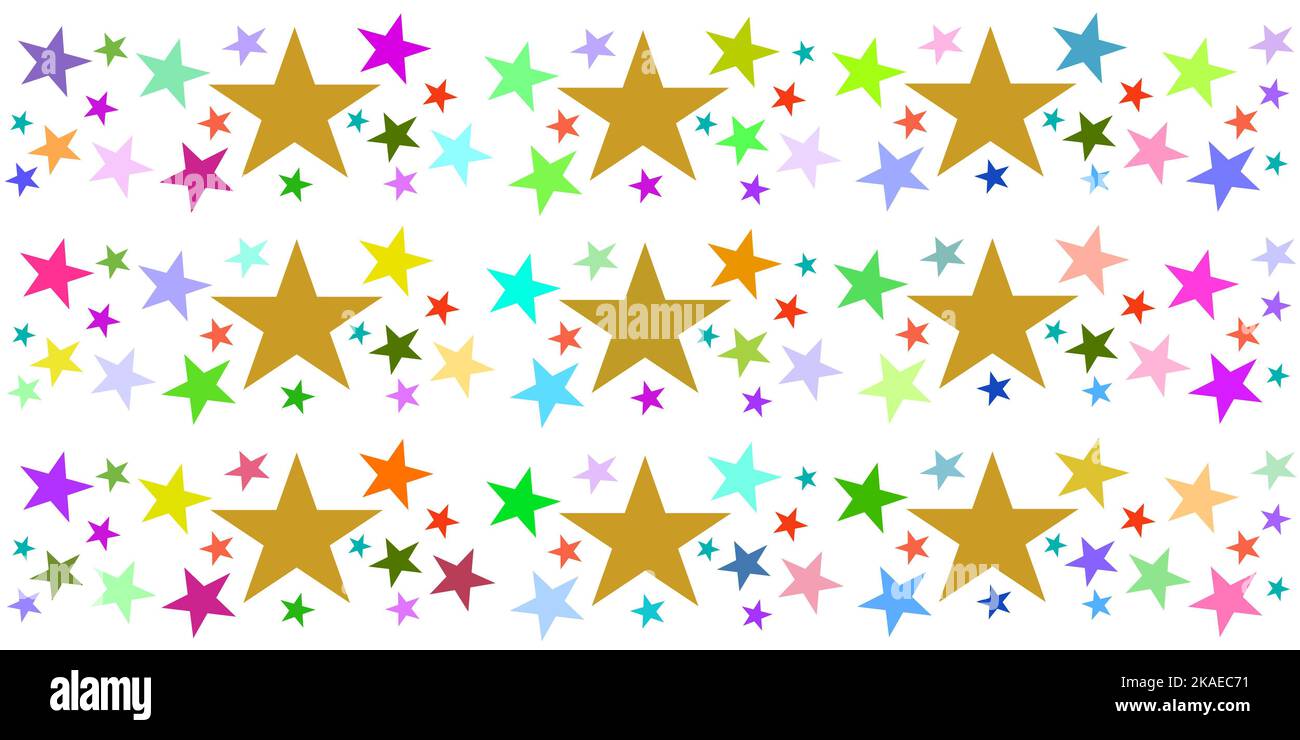 Large and small golden star background in various colors, Christmas and ...