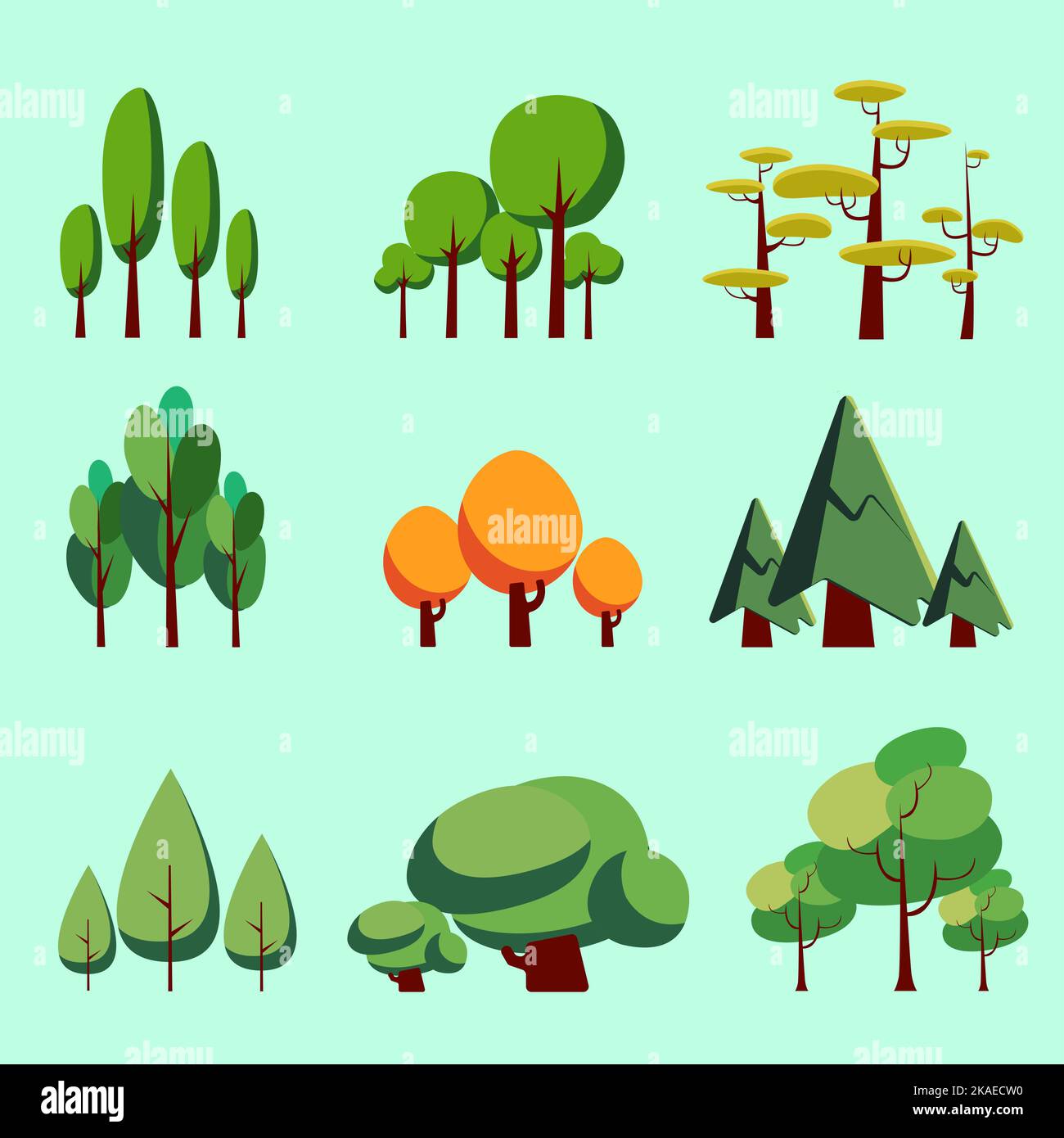 vector tree pack illustration for cartoon background animation Stock ...