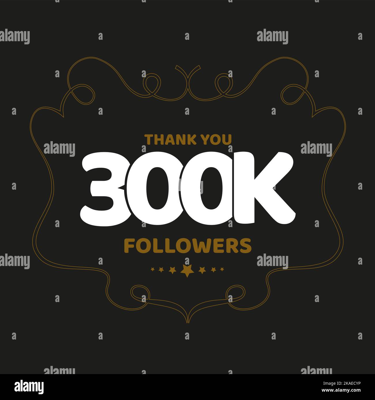 A vector design of 300K sign with text "thank you followers" on black ...