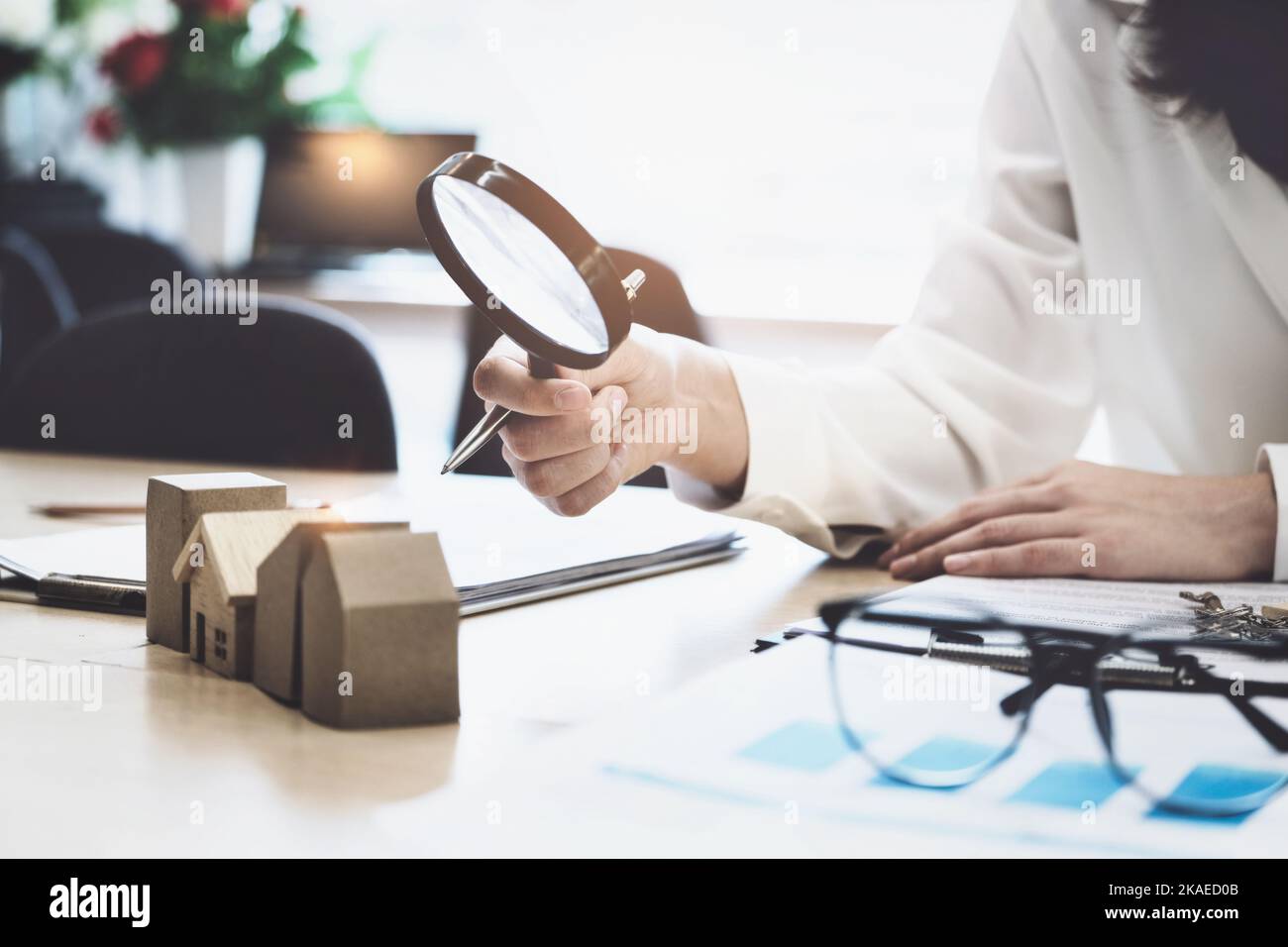 Inspector Concept, a customer is holding a magnifying glass to look at ...