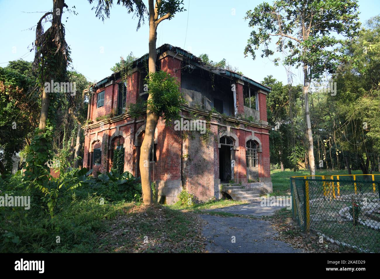 Abandoned and dilapidated two-story colonial era building at the AJC ...