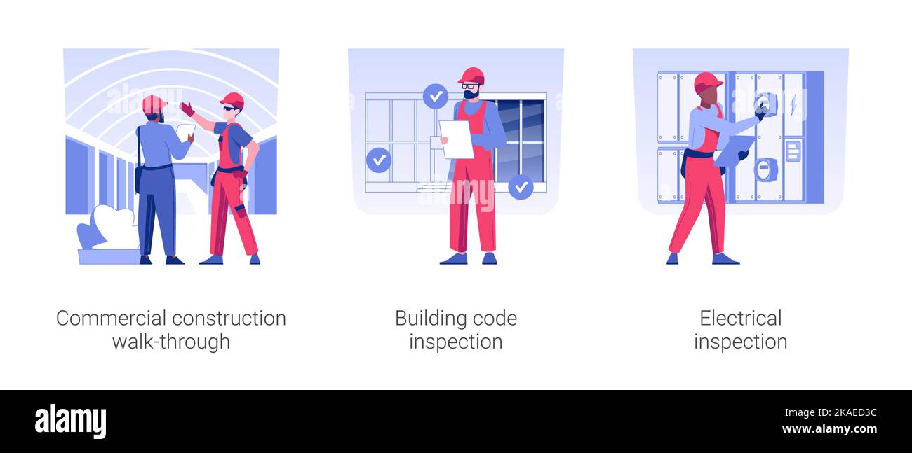 Commercial construction progress inspection isolated concept vector ...