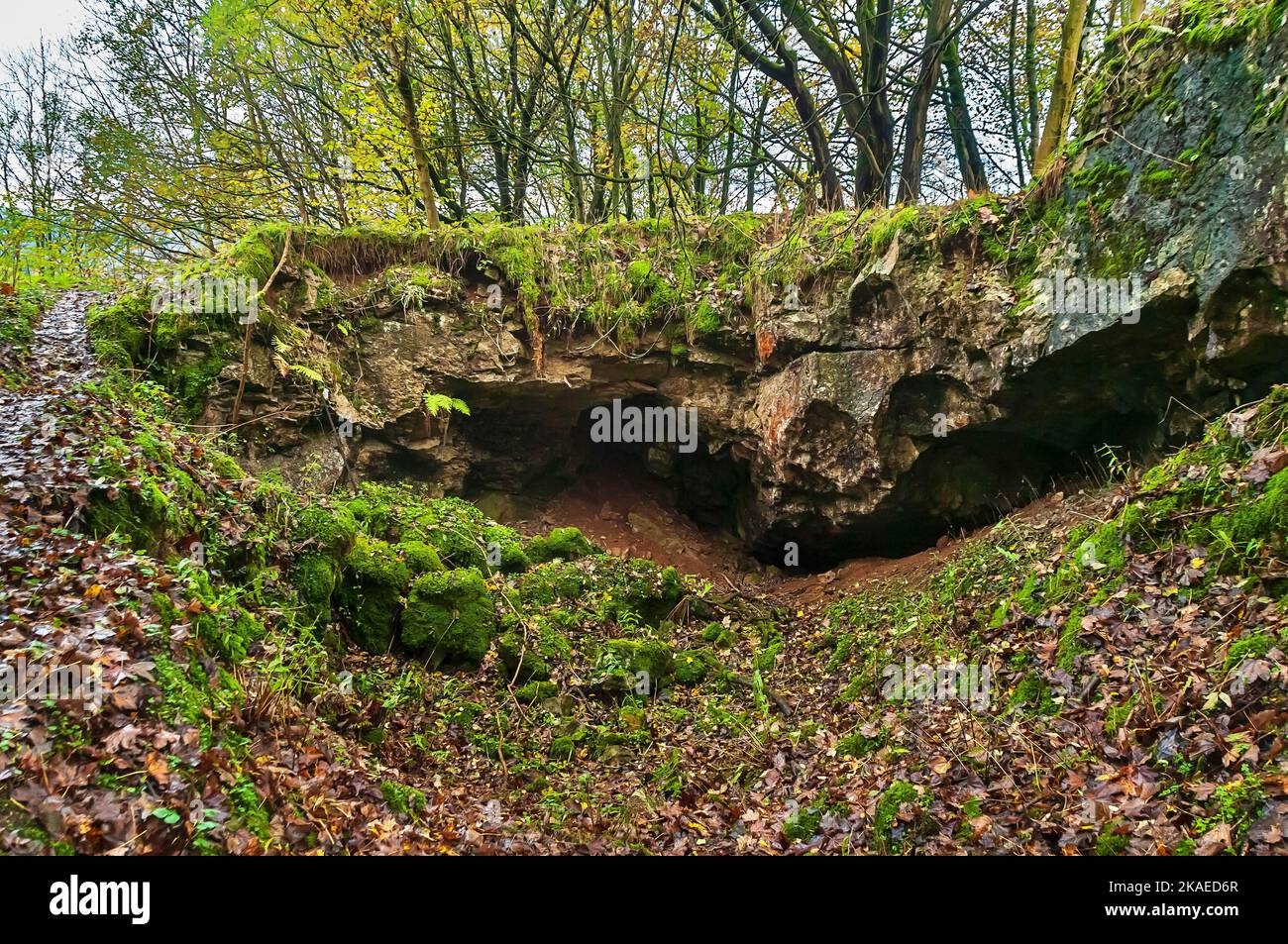 Ancient caves in Jugholes Wood, above Matlock, Derbyshire. Natural ...