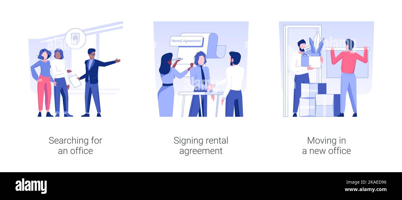 Rent the office isolated concept vector illustration set. Searching for ...
