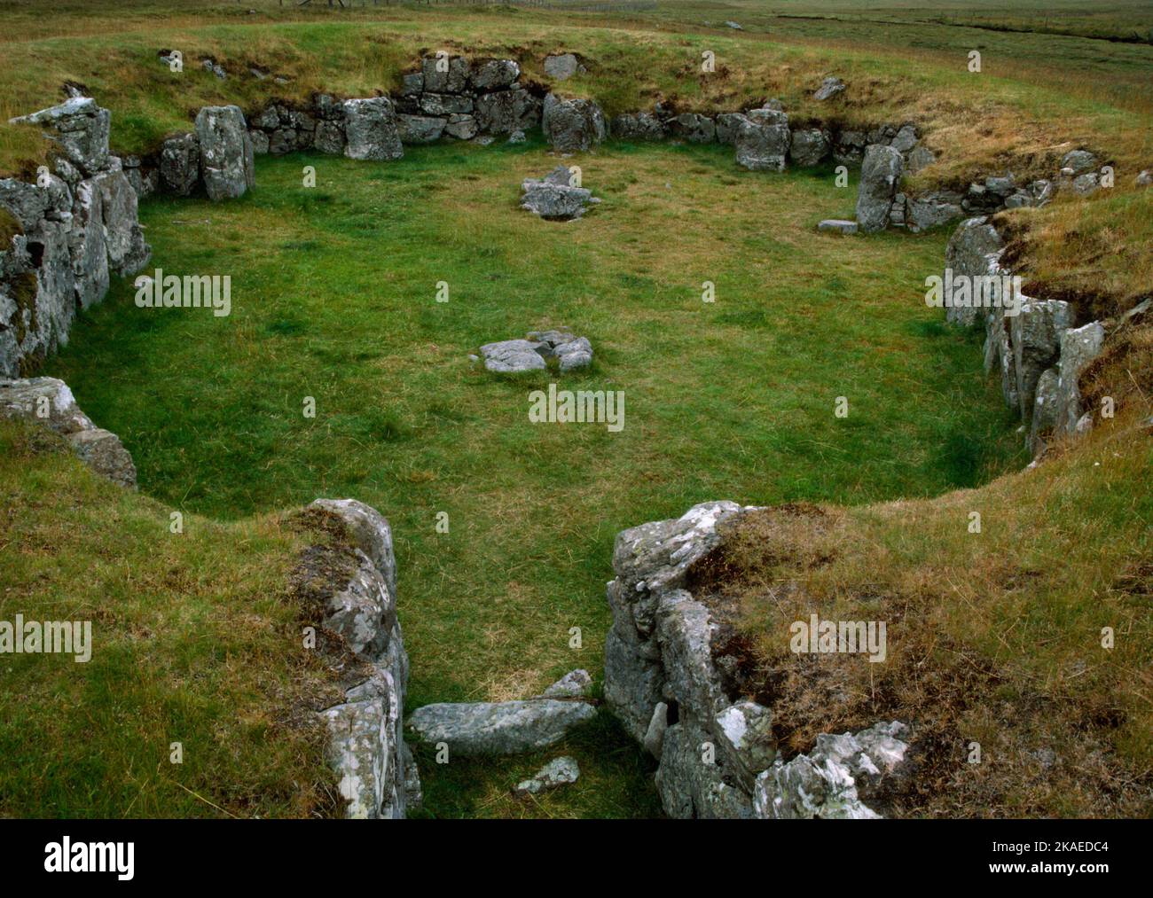 View W of the interior of Stanydale Neolithic 'temple', Shetland ...