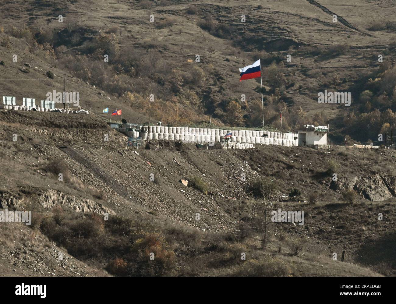 Views of Nagorno-Karabakh. Checkpoint of the Russian peacekeeping ...
