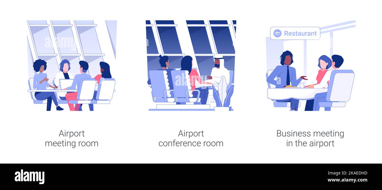 Business meeting in the airport isolated concept vector illustration ...