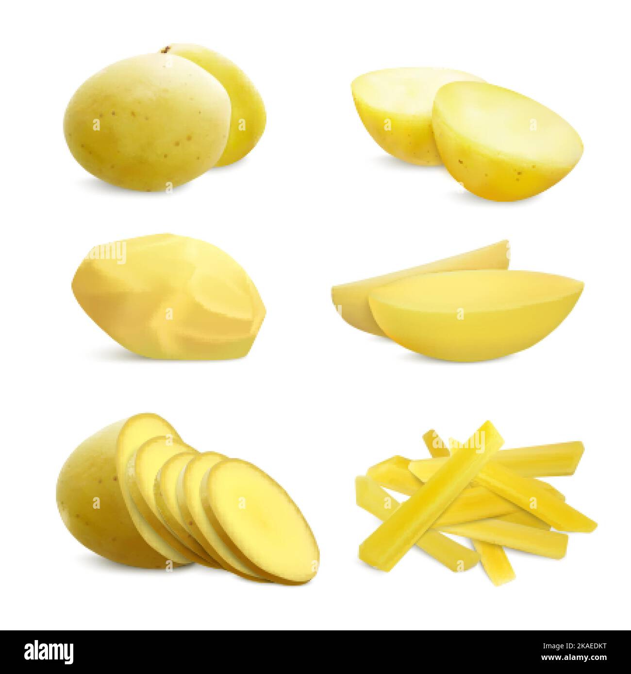 Potatoes set of realistic compositions with isolated images of whole ...