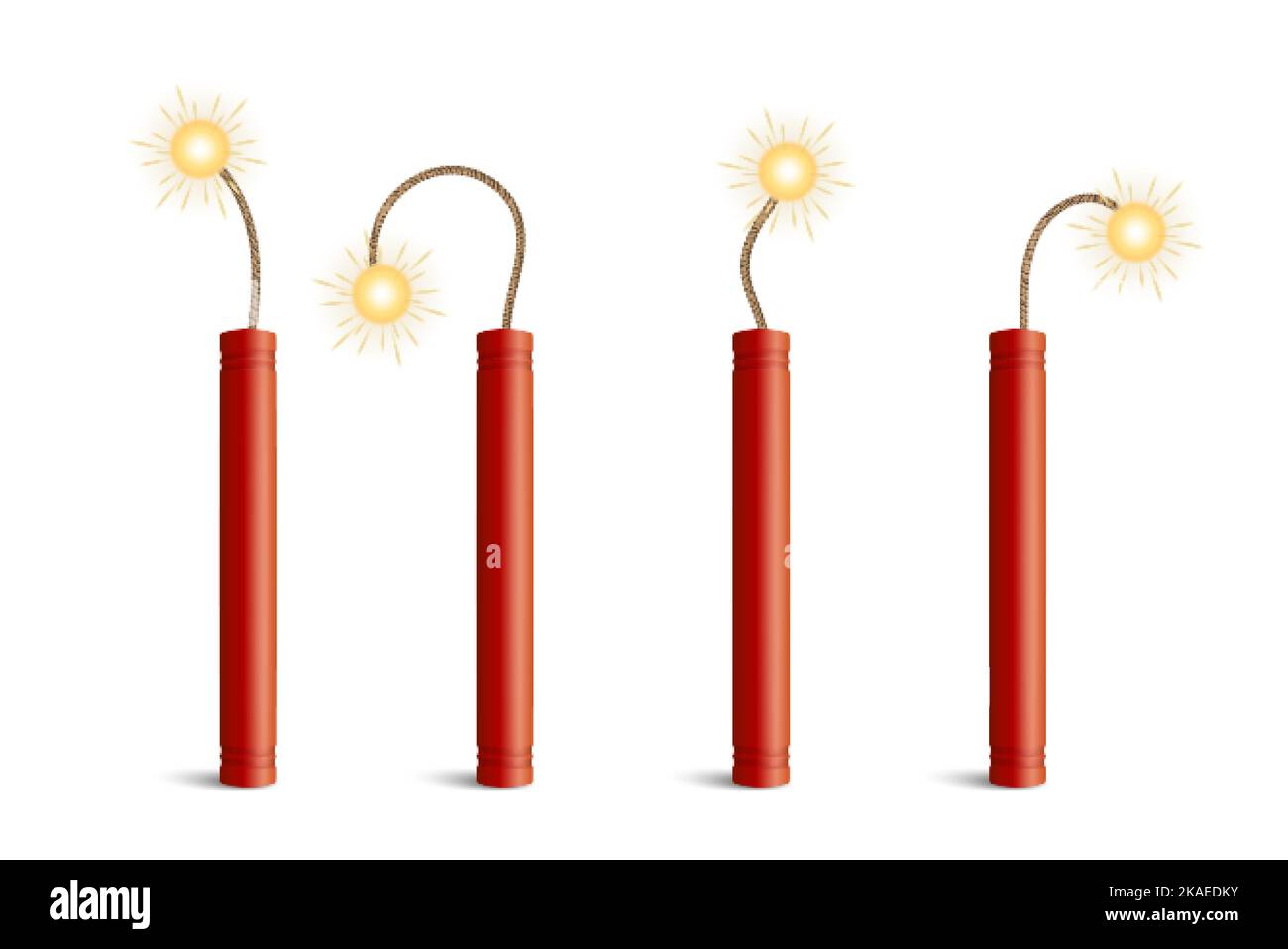 Dynamite bomb realistic set with isolated images of stick shaped ...