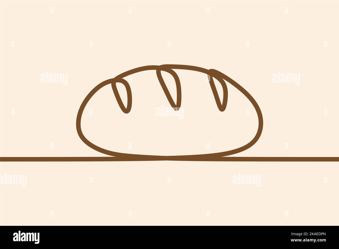 A digital illustration vector of a single line bread design on a light ...