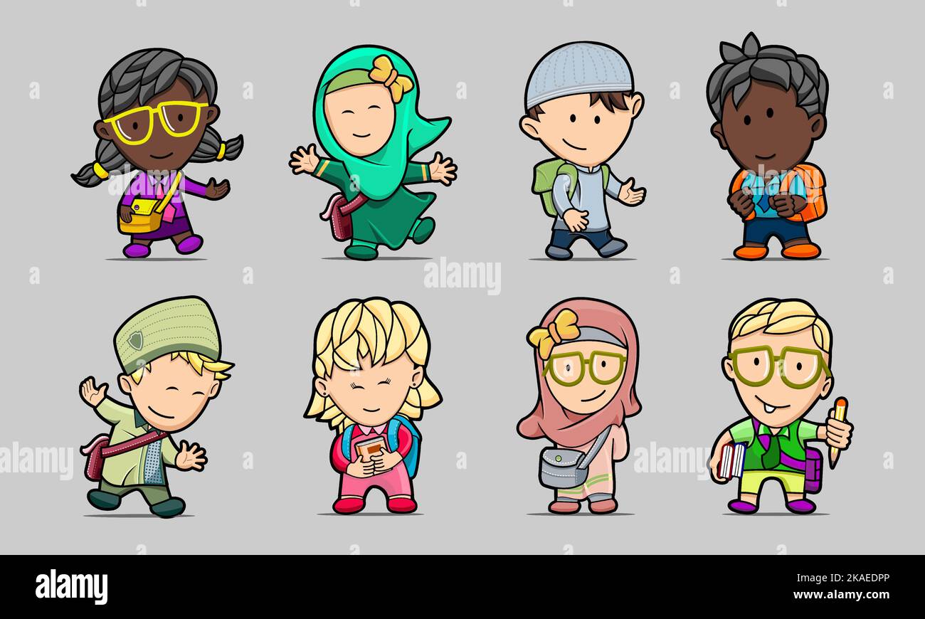design children's characters with various skin colors, ethnic and ...