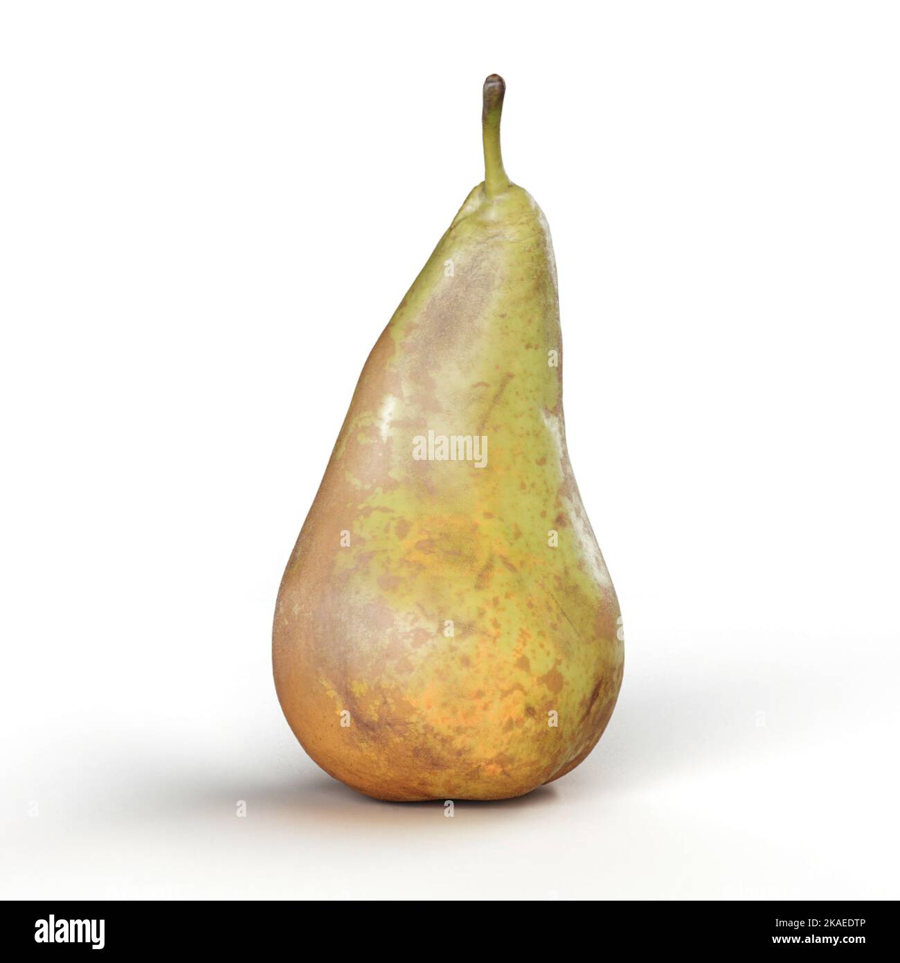 A closeup of a 3D rendered pear isolated on a white background under ...