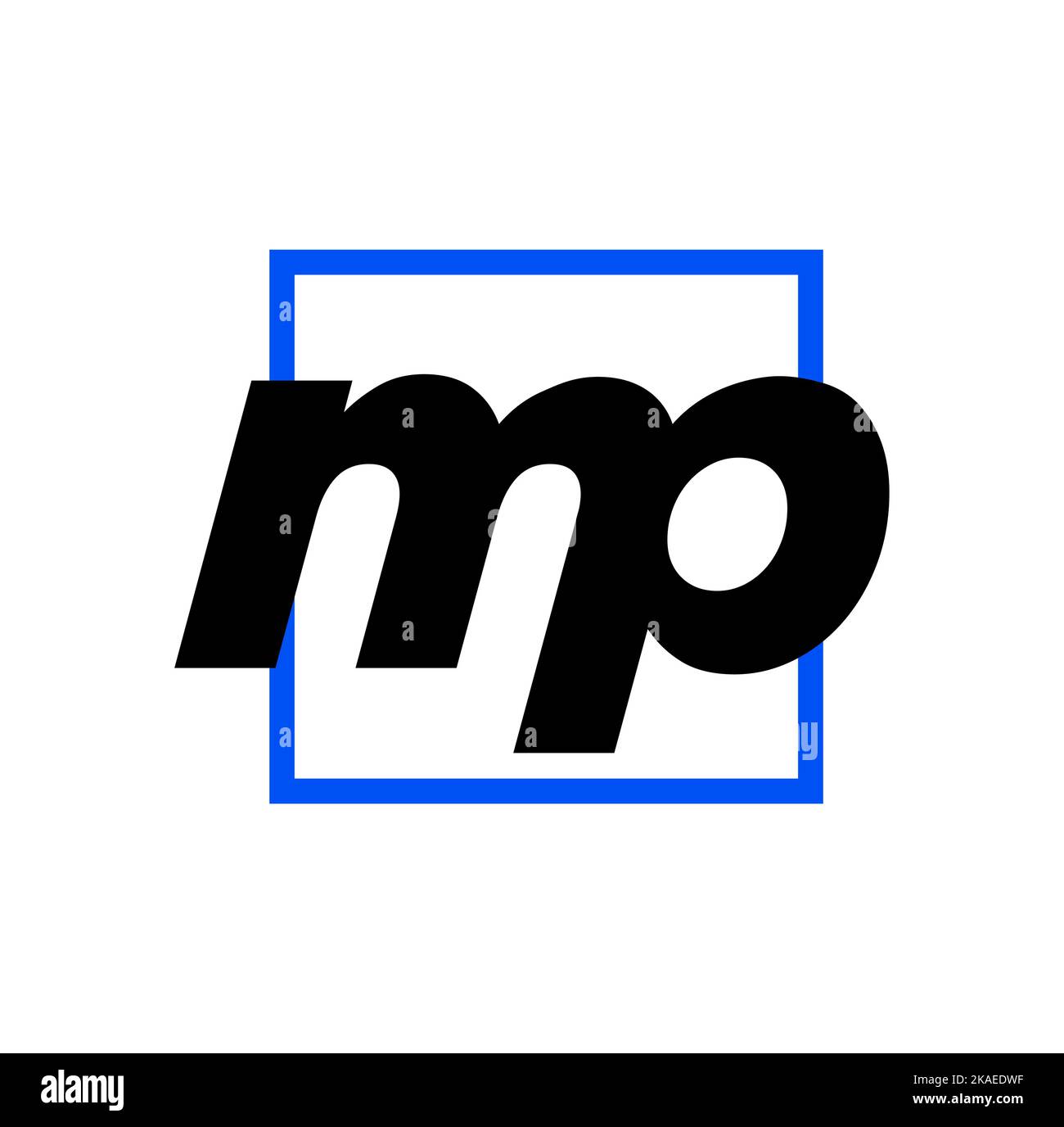 A vector design for a blue logo with "mp" initial on a white background ...