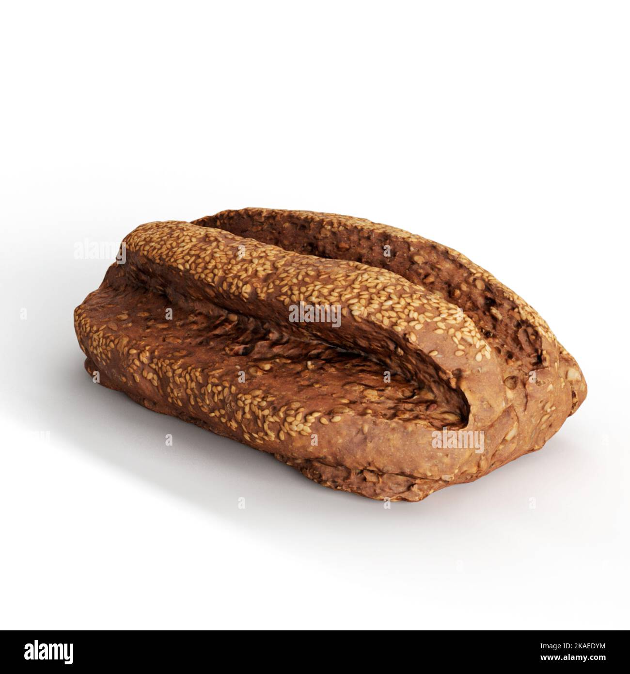 A closeup of a 3D rendered loaf of bread isolated on a white background ...