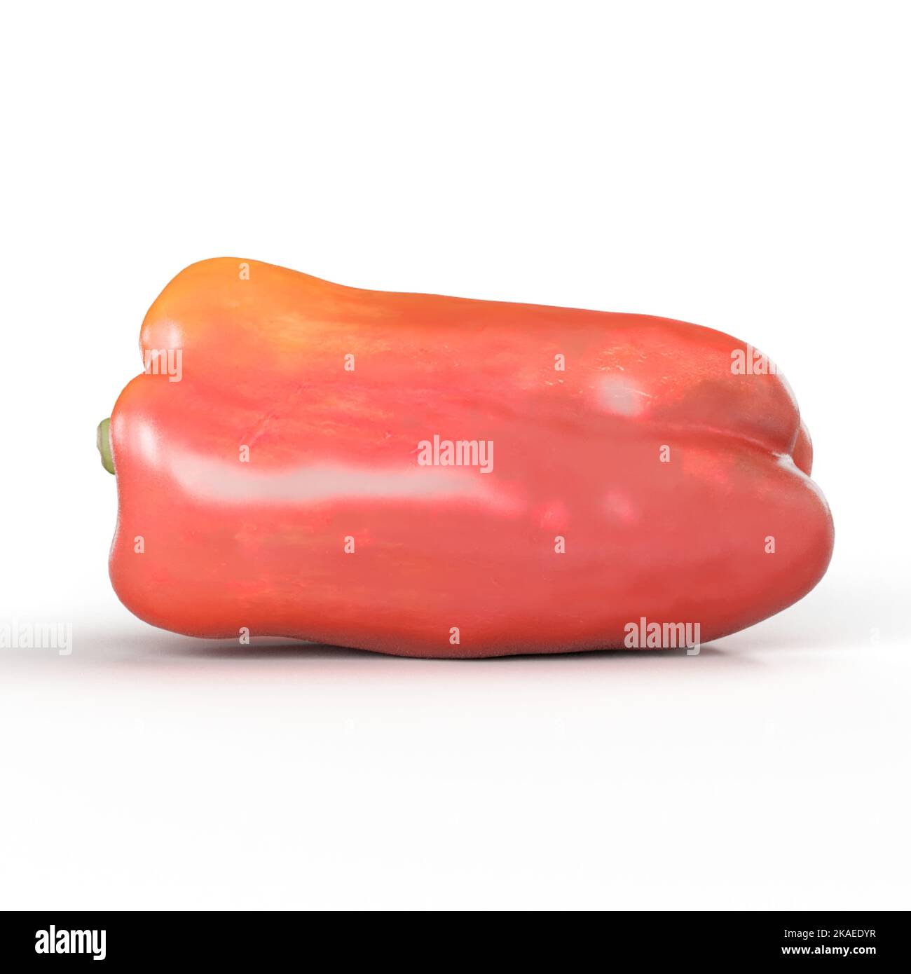 A closeup of a 3D rendered red bell pepper isolated on a white ...