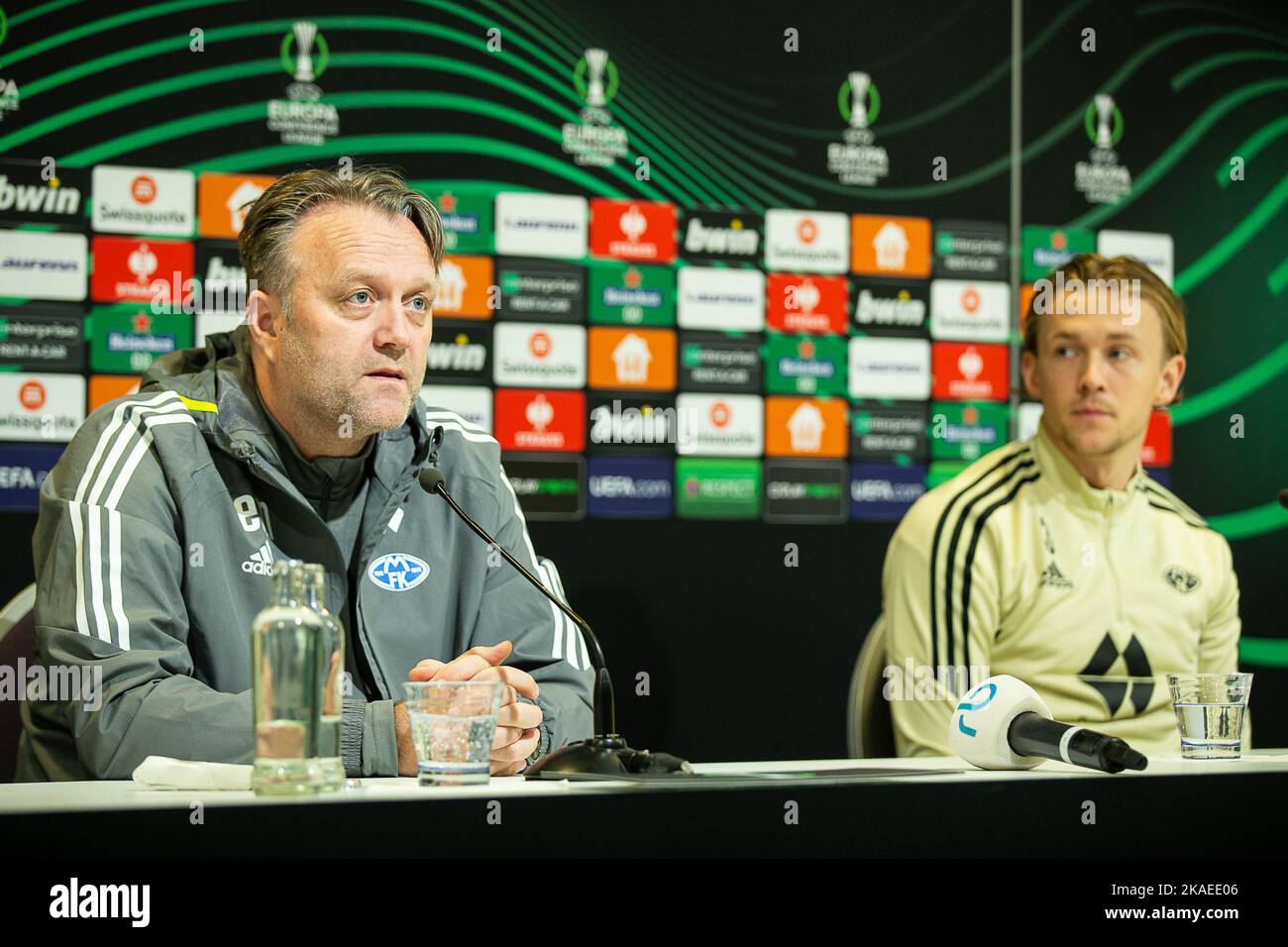 Molde's head coach Erling Moe and Molde's Birk Risa pictured during a ...