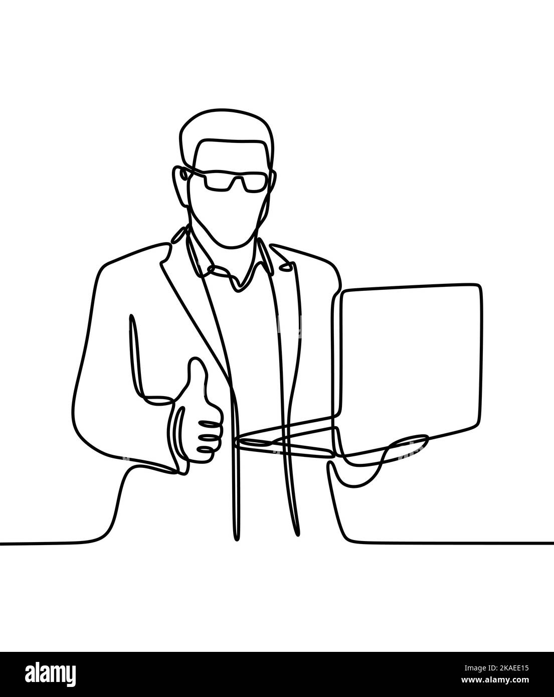 A continuous single line vector illustration of a businessman working ...