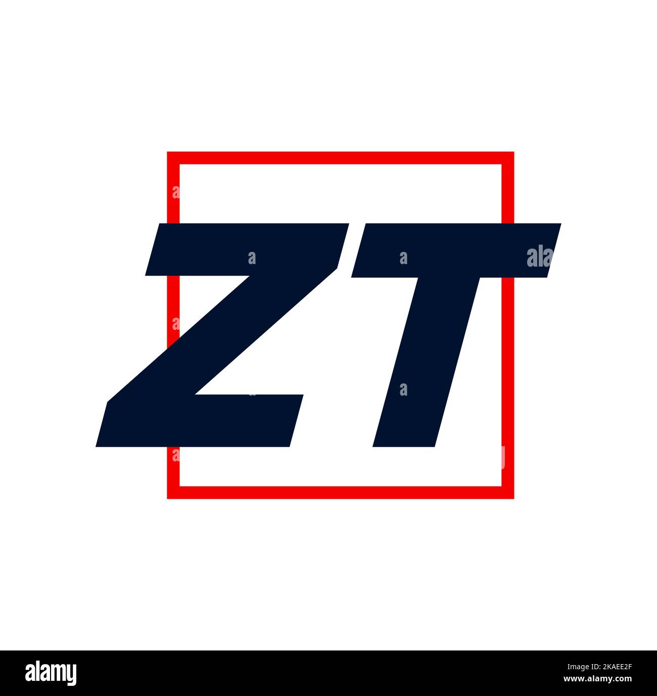 A vector design for a blue and red logo with "zt" initial on a white background Stock Vector ...