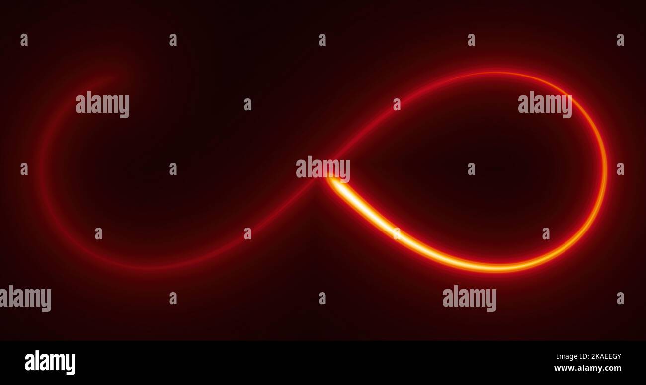An infinity loop sign - red glowing line on a dark background Stock ...