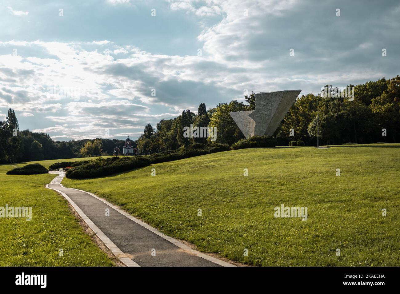 The "Interrupted Flight" monument in Sumarice Memorial Park, Serbia ...