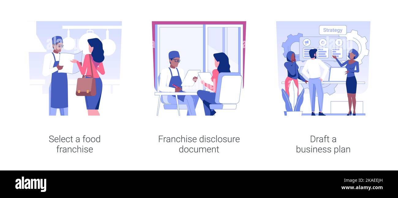 Franchise in food business isolated concept vector illustration set ...