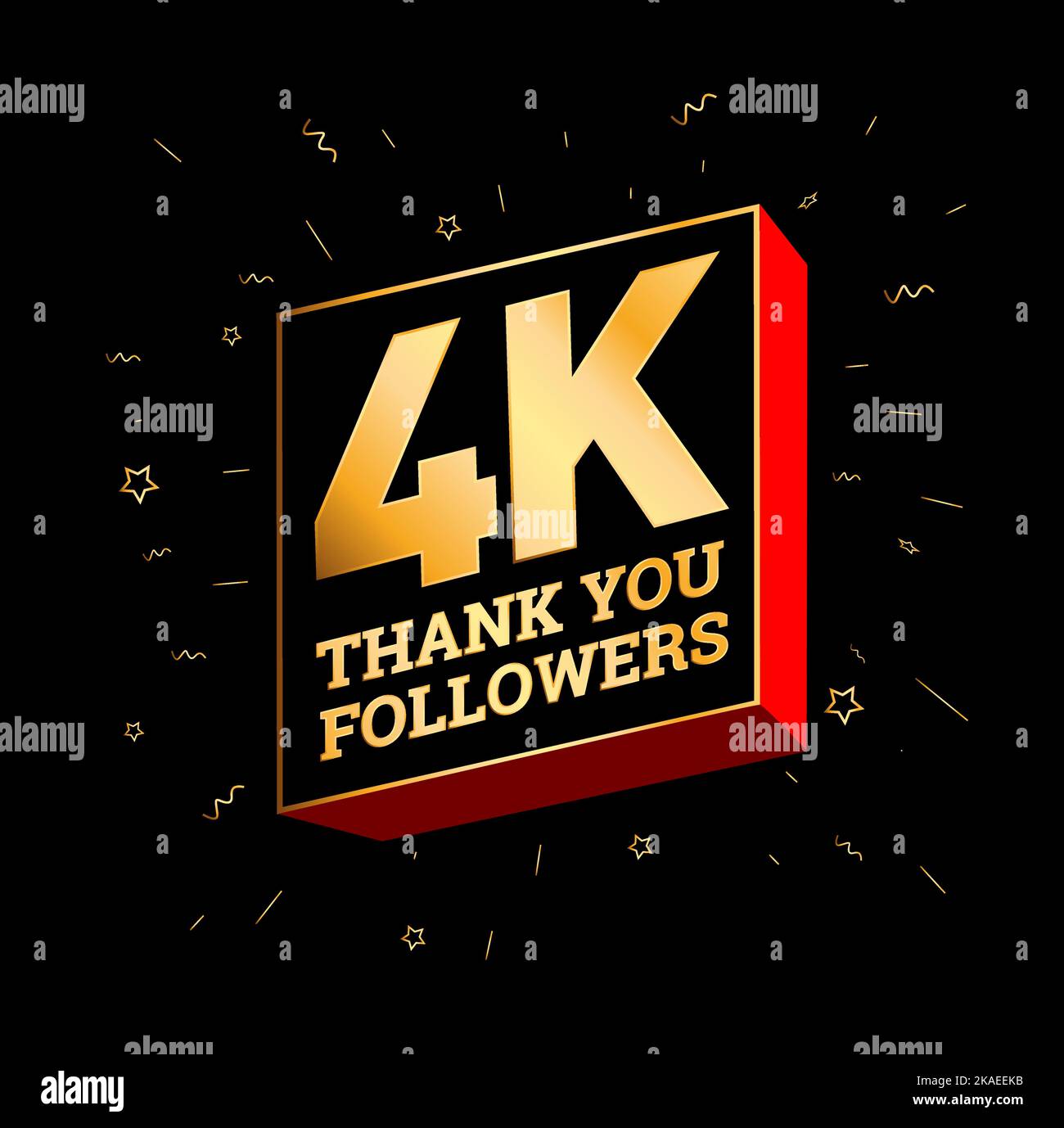A vector design of 4K sign with text "thank you followers" in square ...