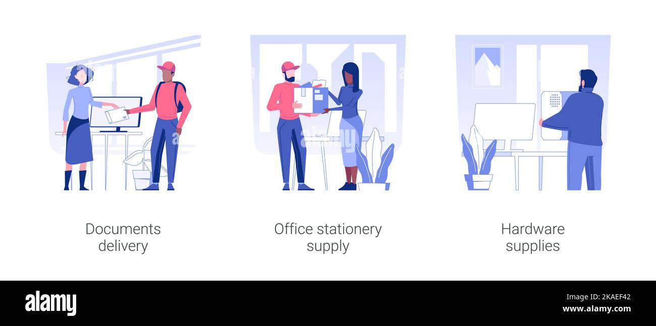 Office supplies isolated concept vector illustration set. Documents ...