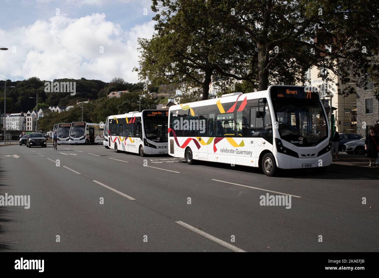 Buses at the Terminus in St Peter Port, Guernsey, Channel Islands, UK ...