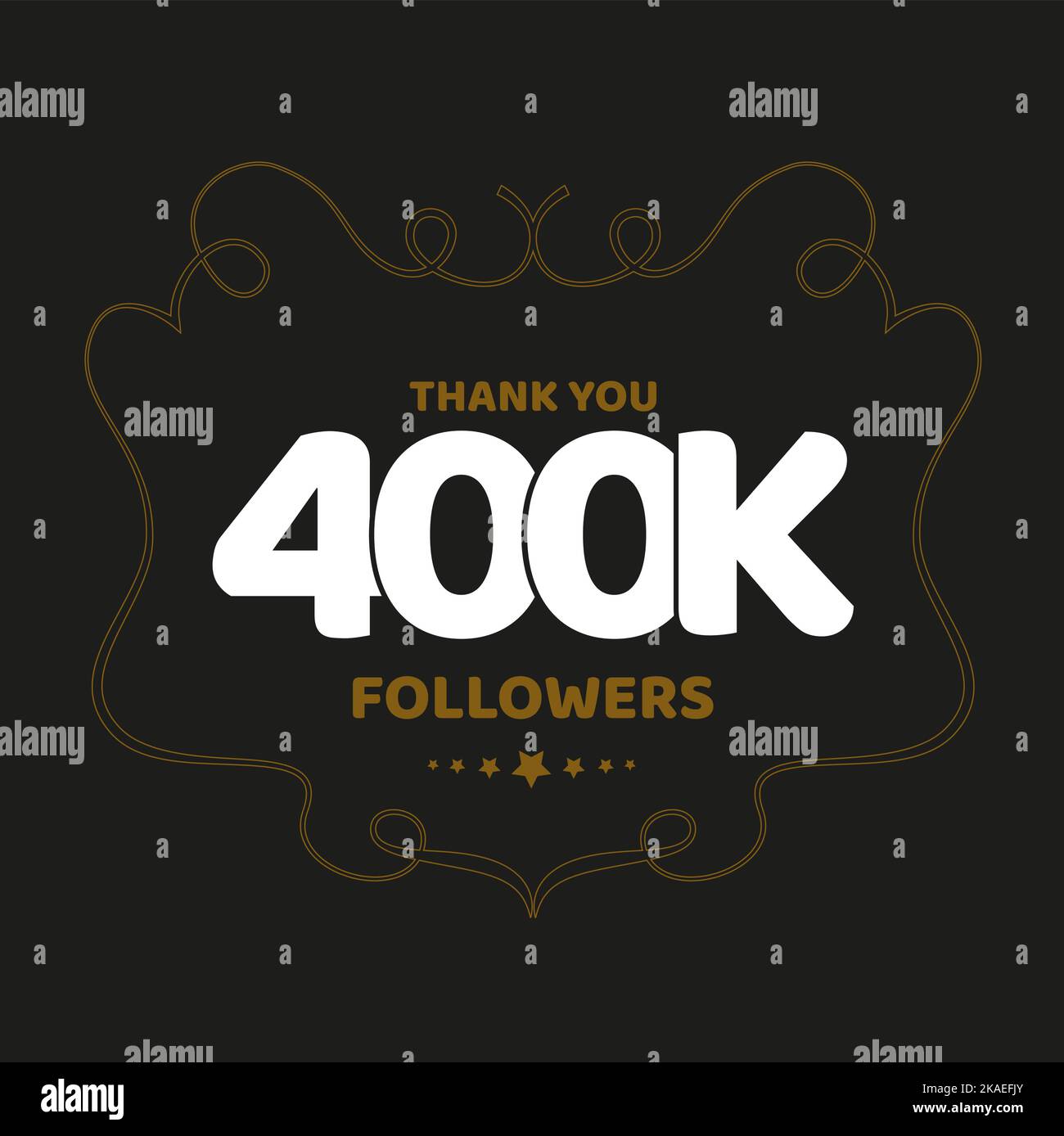 A vector design of 400K sign with text "thank you followers" on black ...