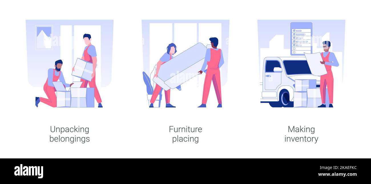 Full Service Moving Company Isolated Concept Vector Illustration Set