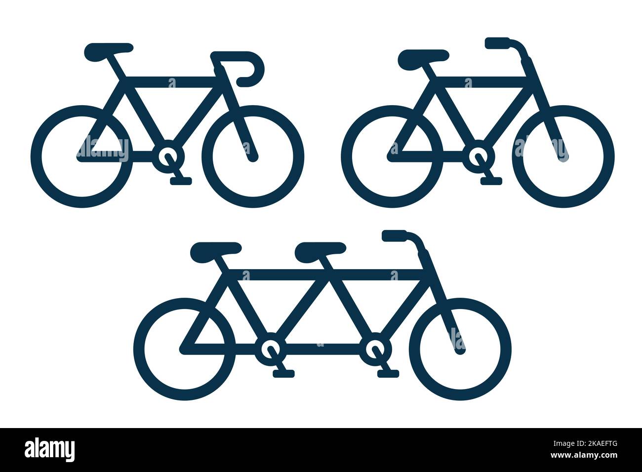 Bicycles collection with racing bike and with tandem - icon vector illustration isolated on ...