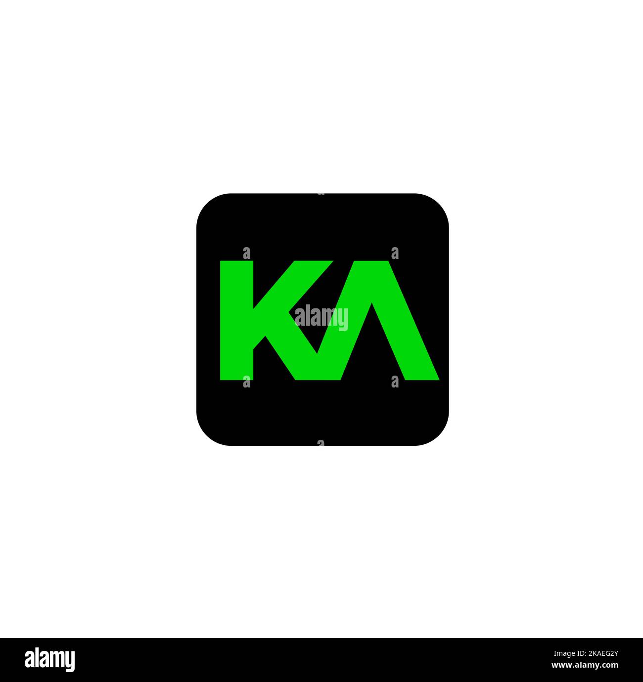 A logo sample with KA letters in green tones isolated in the white ...