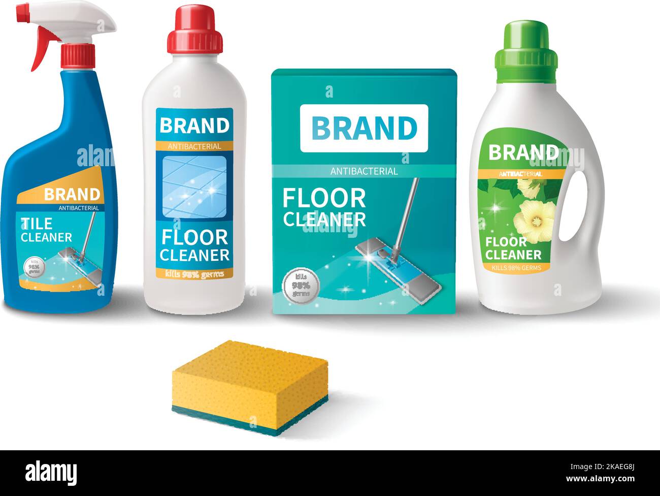 Household cleaning realistic poster with floor cleaner bottle vector ...