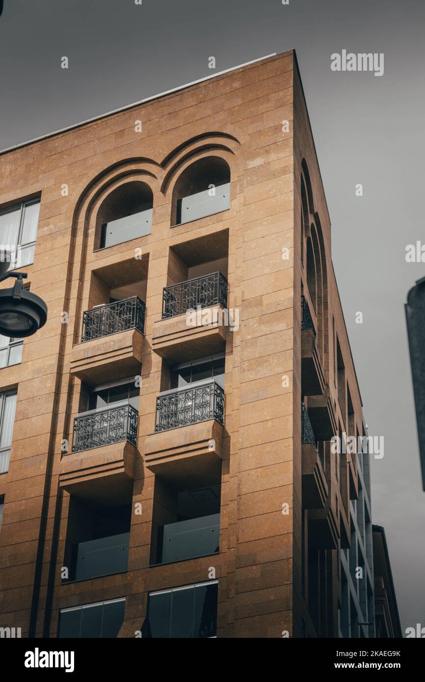 The balconies of a new-build residential building downtown Yerevan ...