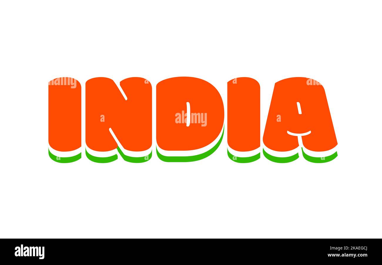 A graphic illustration of the word India in red and green outlines on a ...