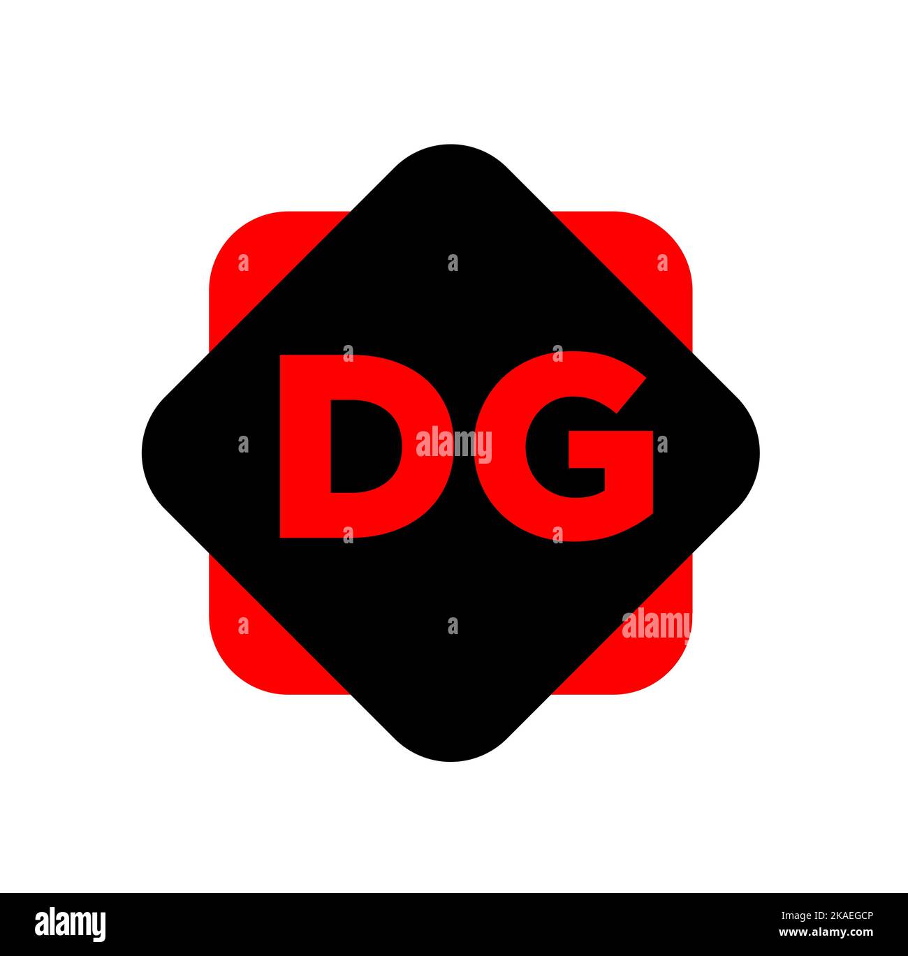 An illustration of a graphic logo sign on black and red square shapes ...