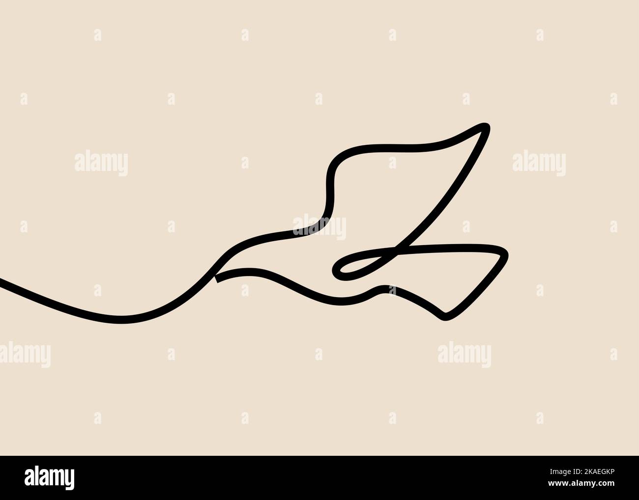 A digital illustration vector of a single line bird design on a light ...