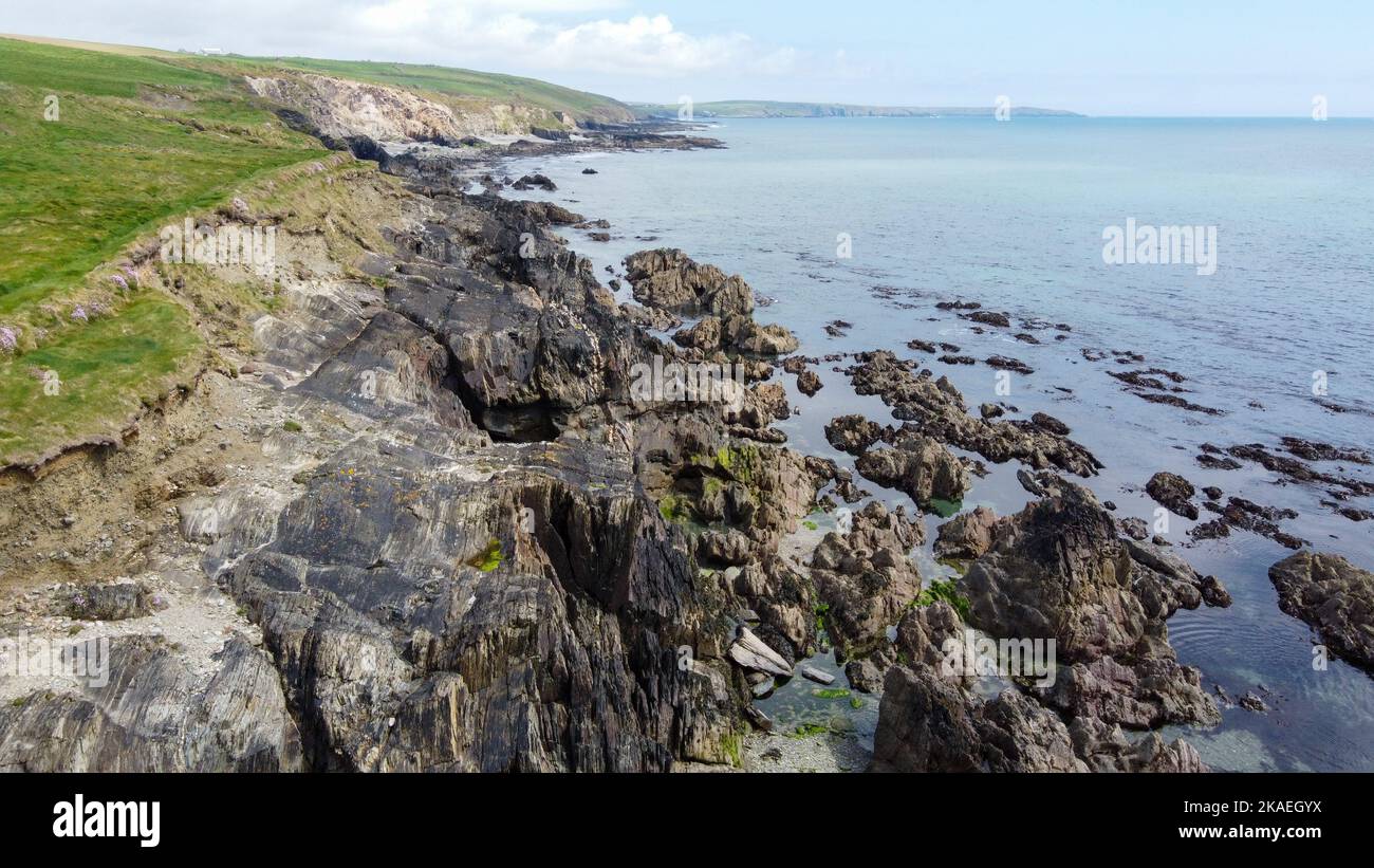 The rocky coast of the island of Ireland. A rocky reef in the Celtic ...