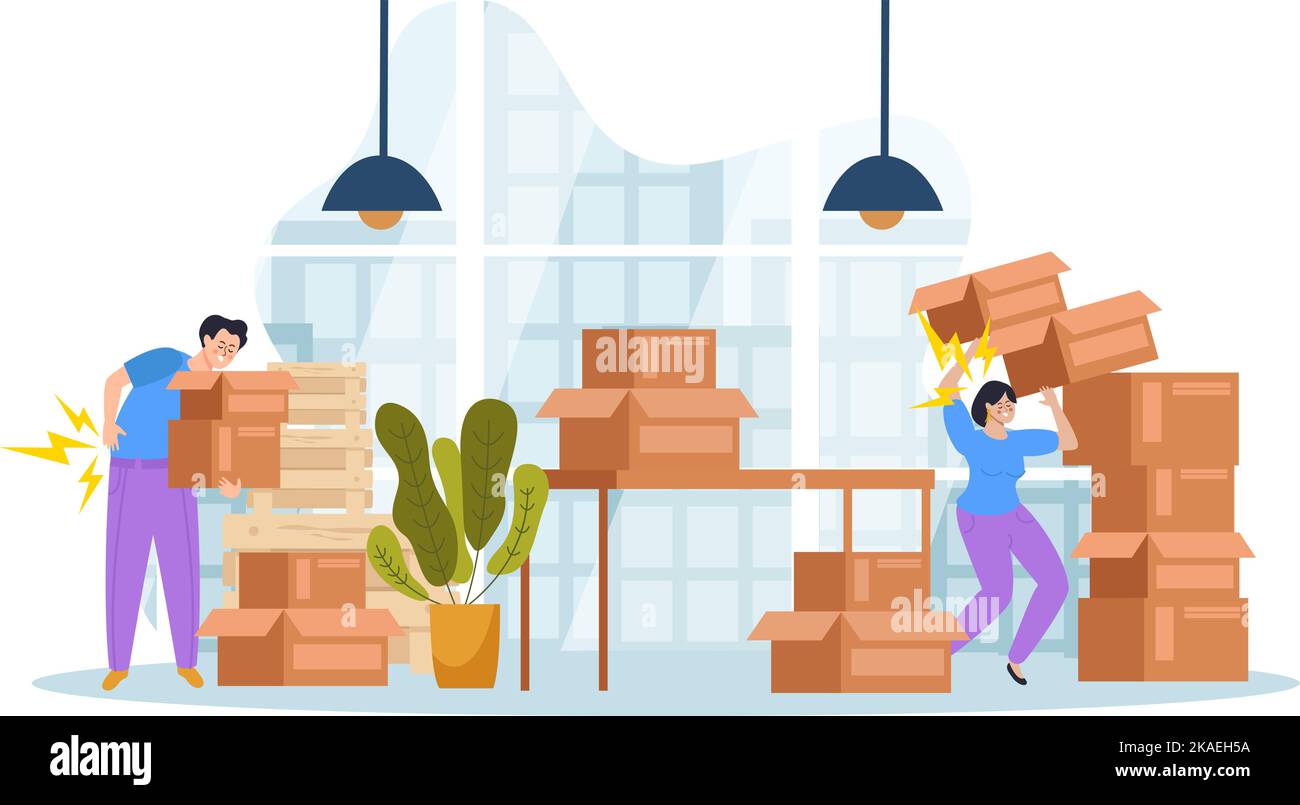 Workplace safety composition in flat style with two employees getting ...