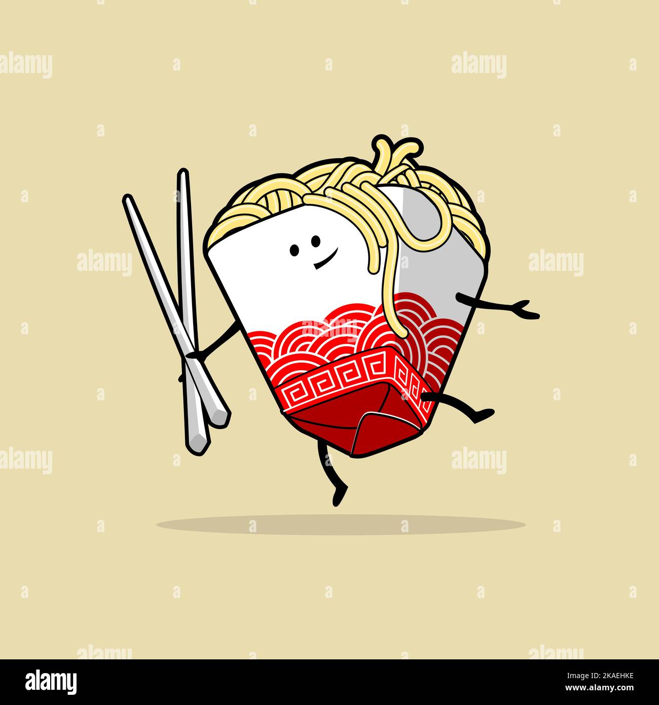 A vector illustration of noodles in a cartoon paper box Stock Vector ...