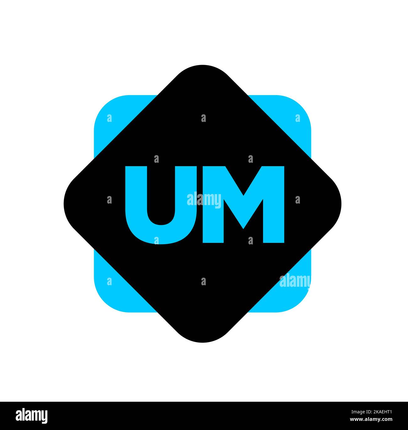 An illustration of a black and blue logo with the U and M letters ...
