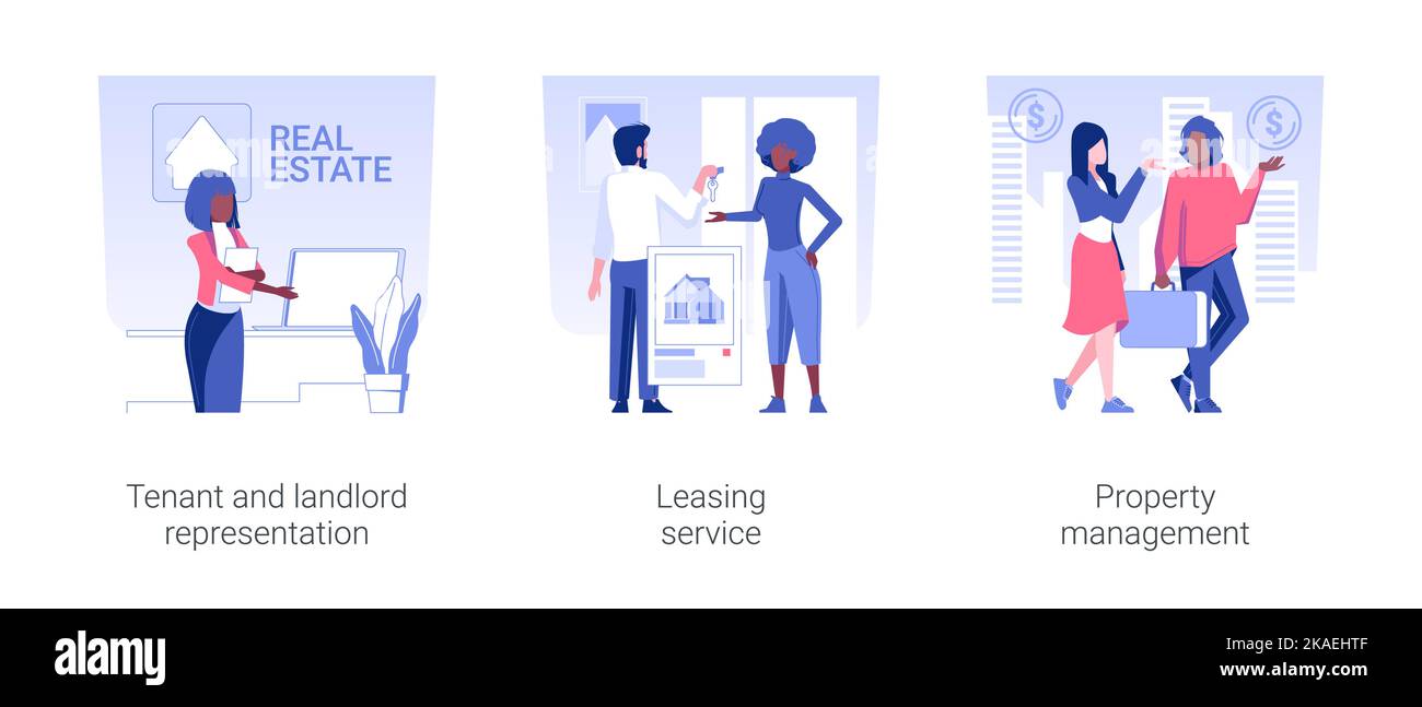 Real estate firm services isolated concept vector illustration set ...