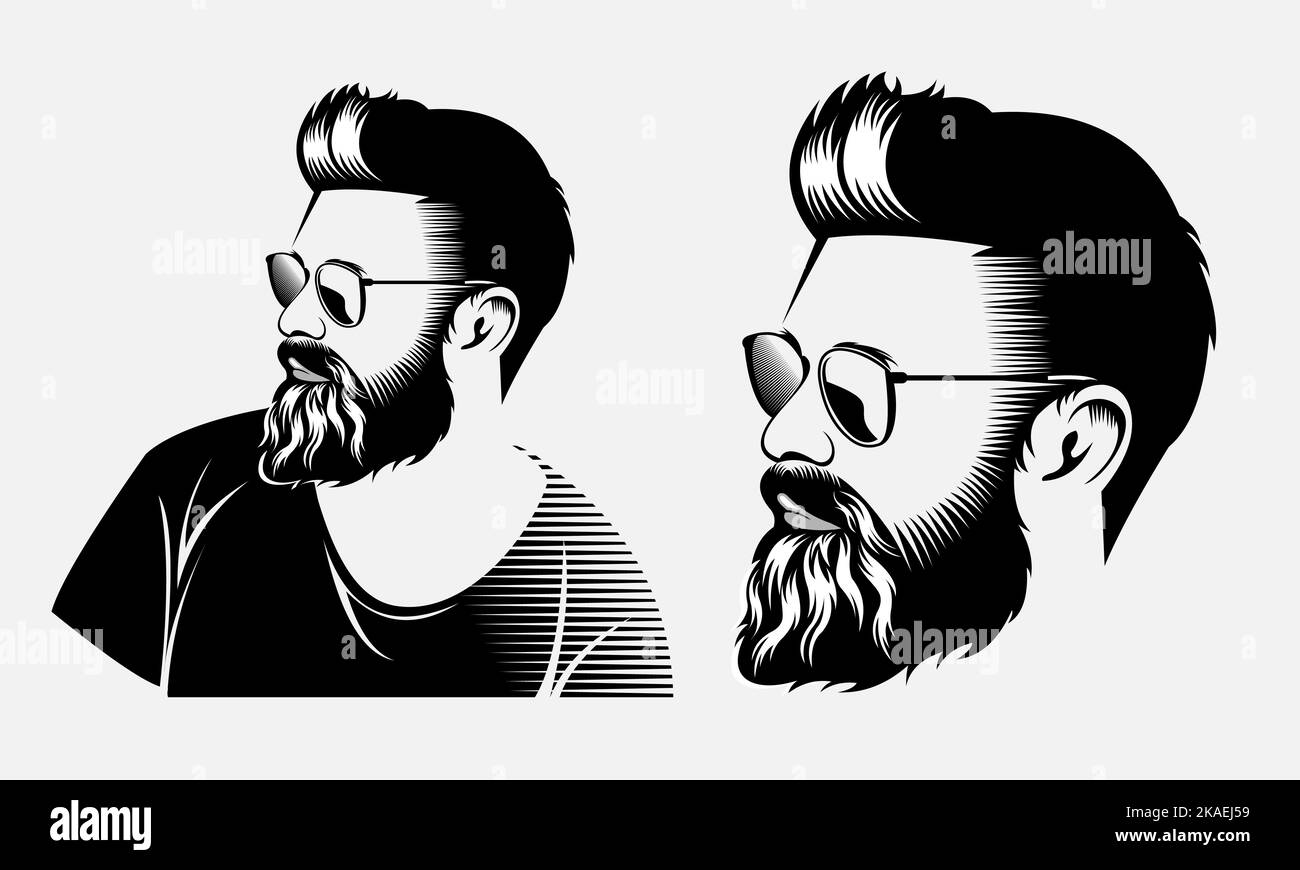 Bearded man clipart Black and White Stock Photos & Images - Alamy