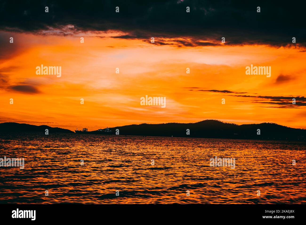 A beautiful orange sunset over the sea Stock Photo - Alamy