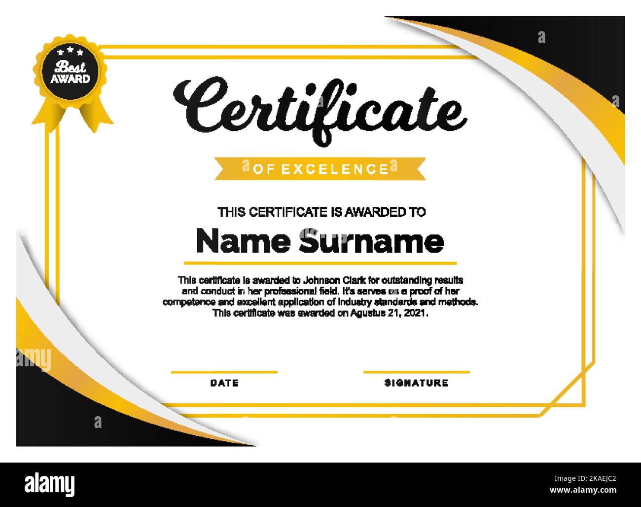 Editable certificate template Cut Out Stock Images & Pictures - Alamy