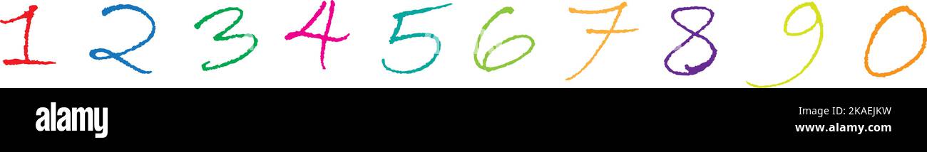 A vector of colorful number sketches on a white background Stock Vector ...