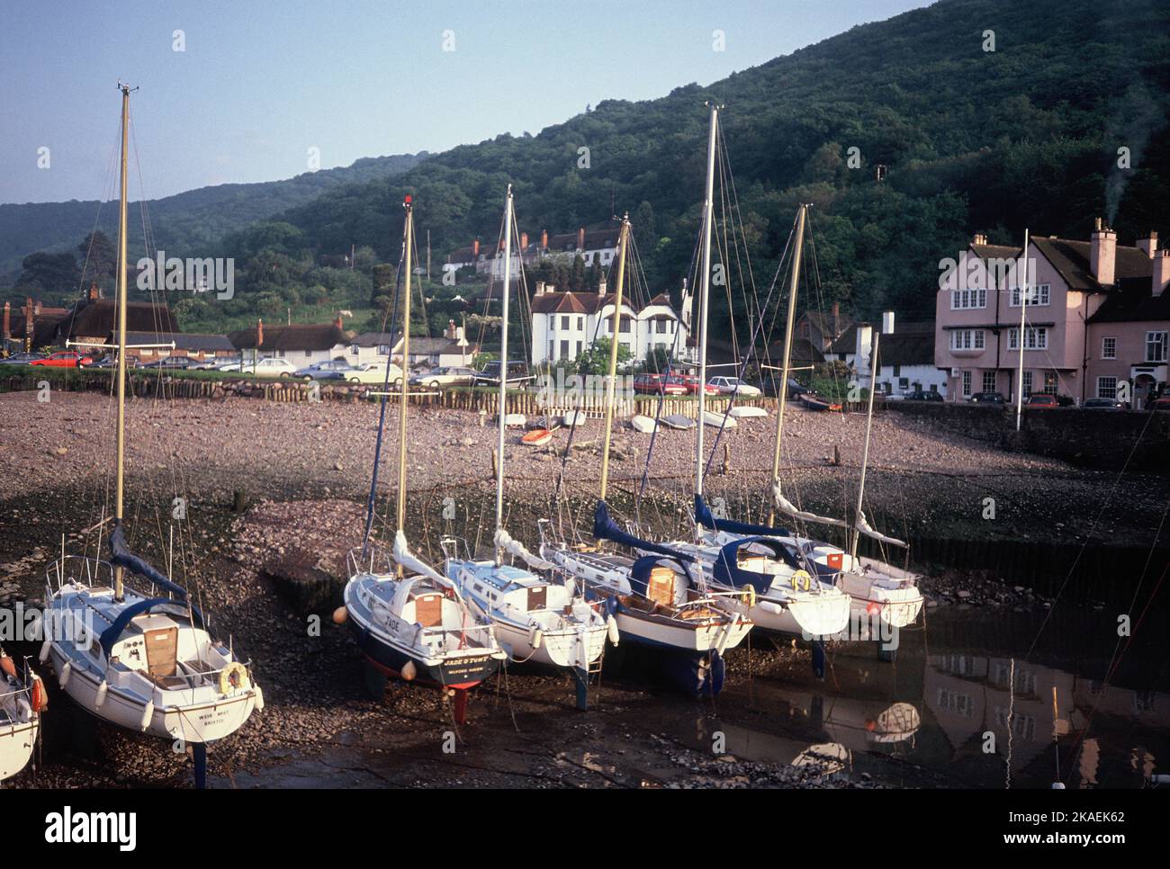 United Kingdom. England. Somerset. Porlock harbour at low tide Stock ...
