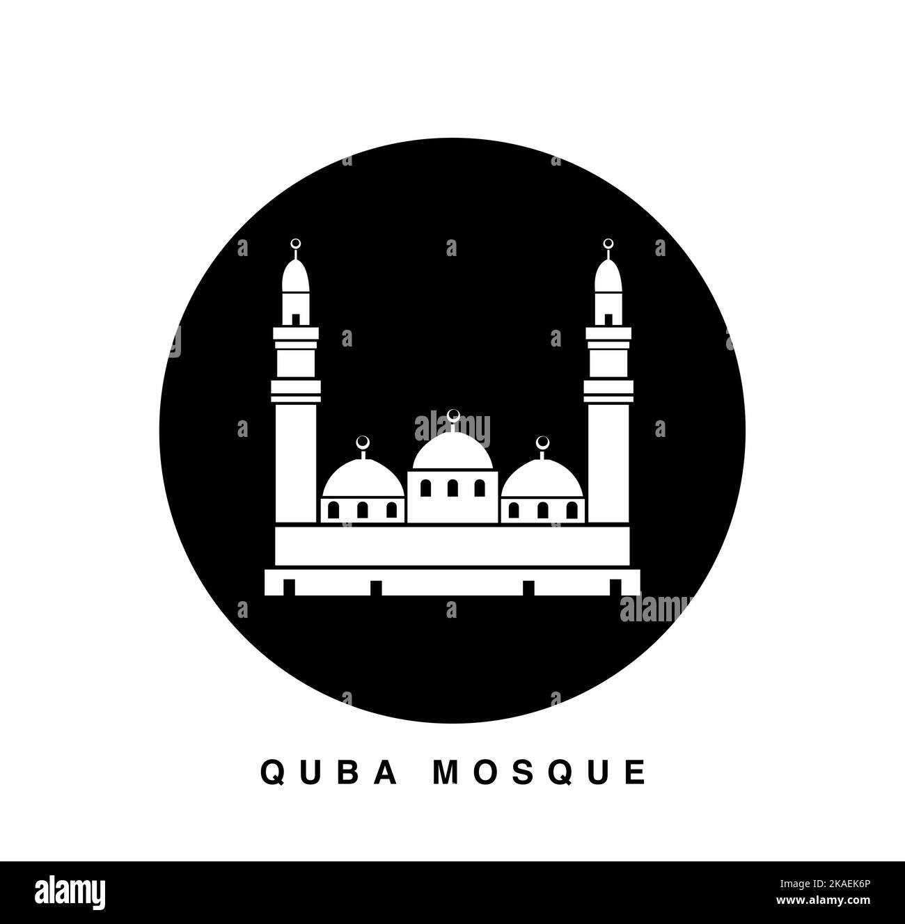 A graphic illustration of a Mosque Temple in a black circle shape on a ...