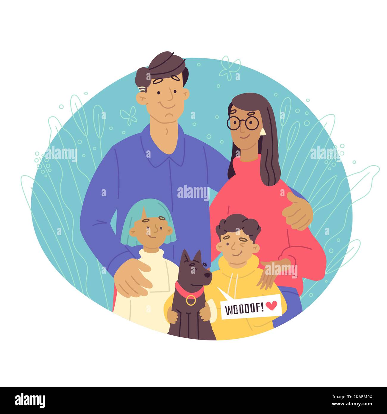 Happy family concept with flat half length portrait of smiling parents ...