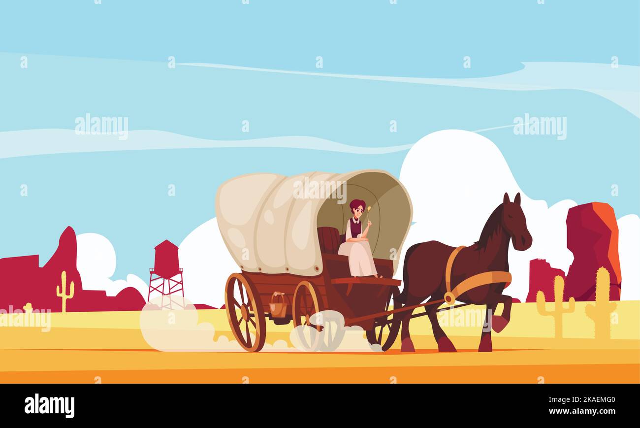 Cartoon Pioneer Wagons